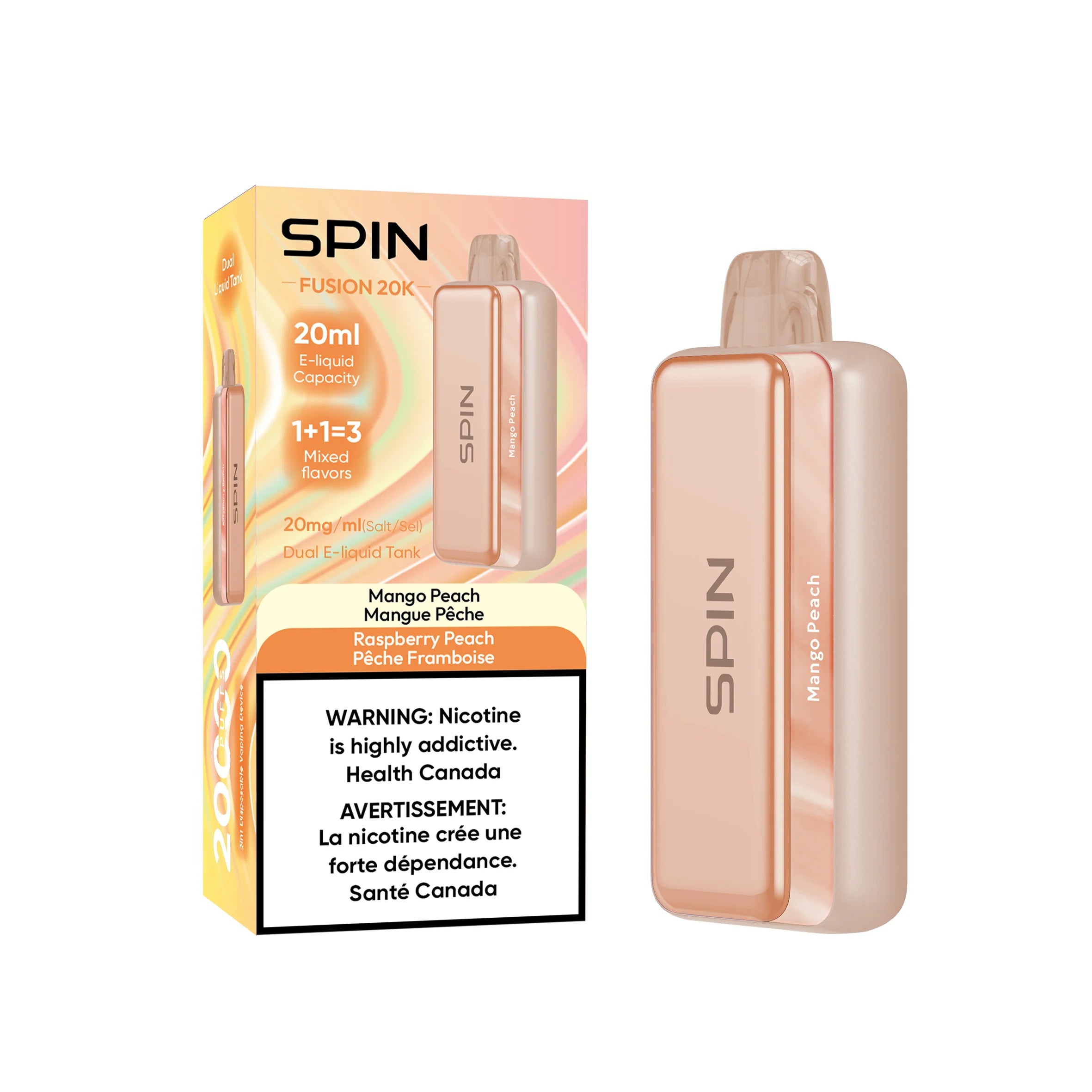 Spin Fusion 20K - Mango Peach and Raspberry Peach – Prime Vape