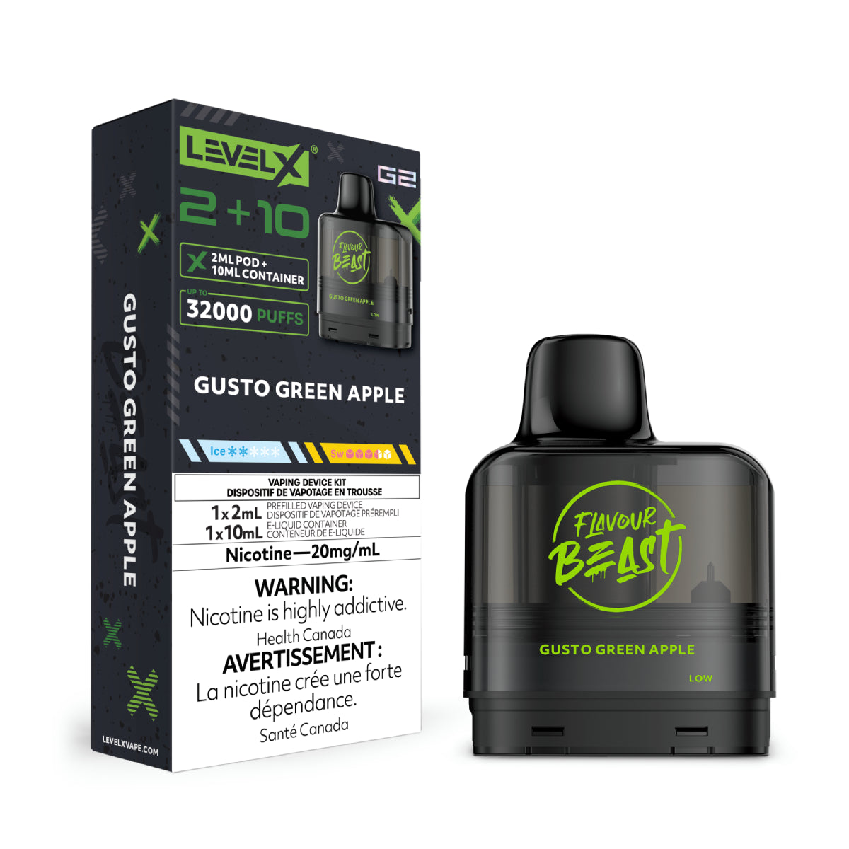 Flavour Beast Level X G2 2+10 - Gusto Green Apple – Prime Vape
