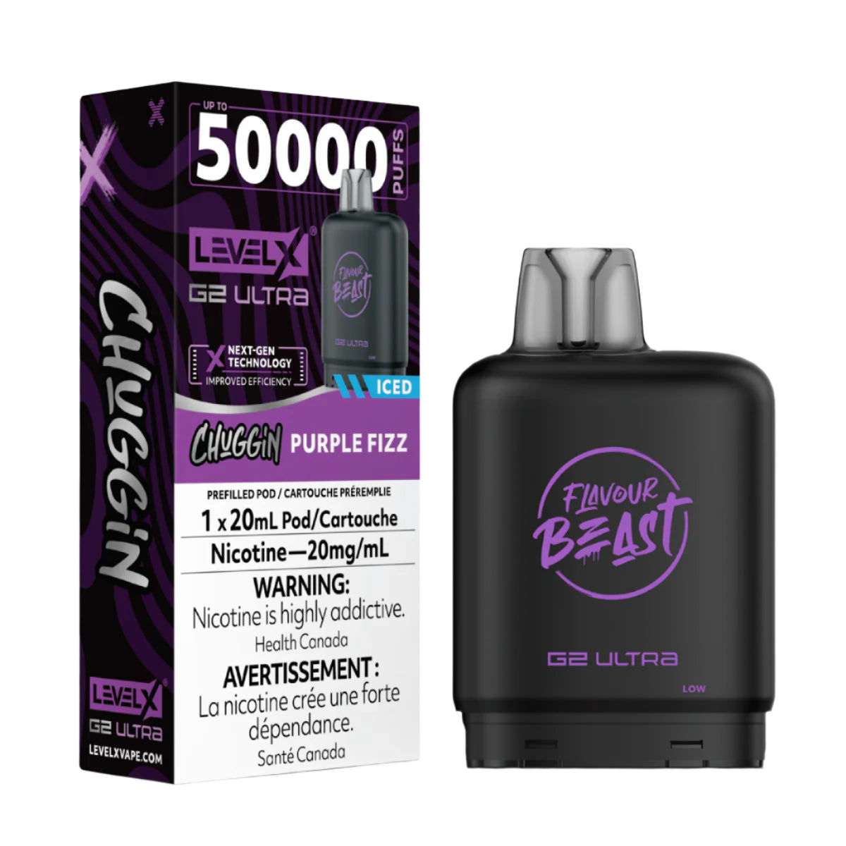 Flavour Beast Level X G2 Ultra 50k - Chuggin' Purple Fizz Iced – Prime Vape