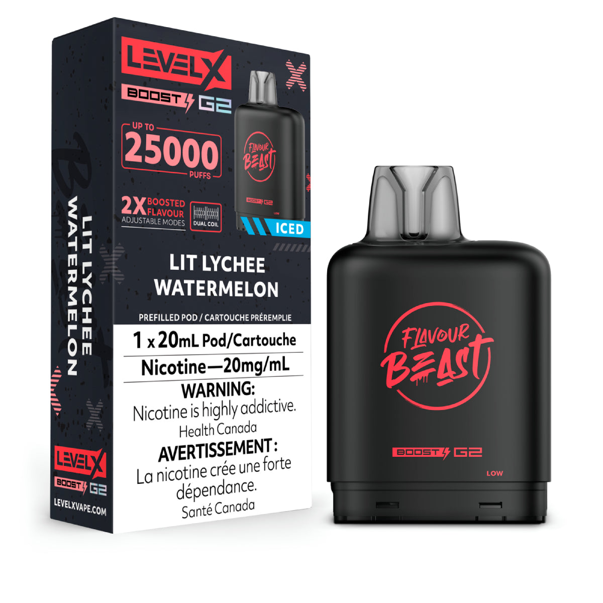 Flavour Beast Level X Boost G2 25k - Lit Lychee Watermelon Iced – Prime ...