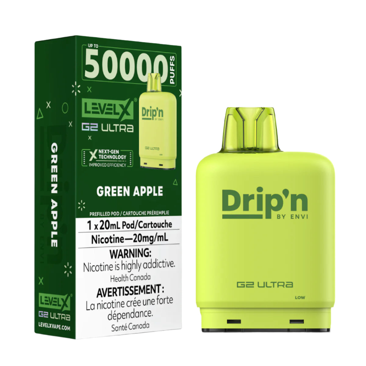 Drip'n Level X G2 Ultra 50k - Green Apple – Prime Vape