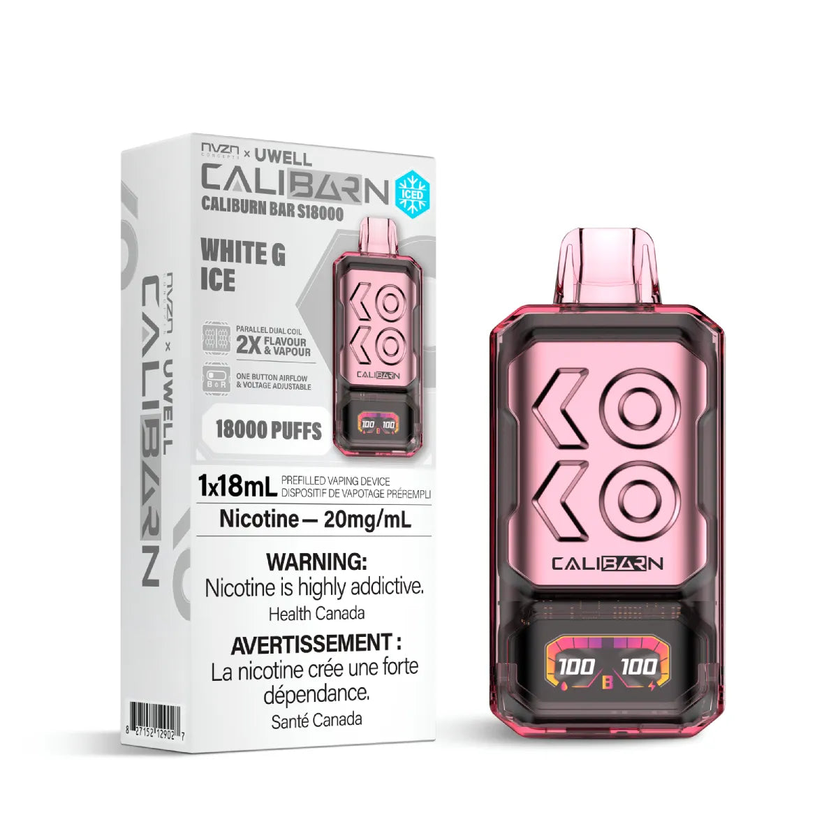 NVZN Caliburn Bar S18000 - White G Ice – Prime Vape